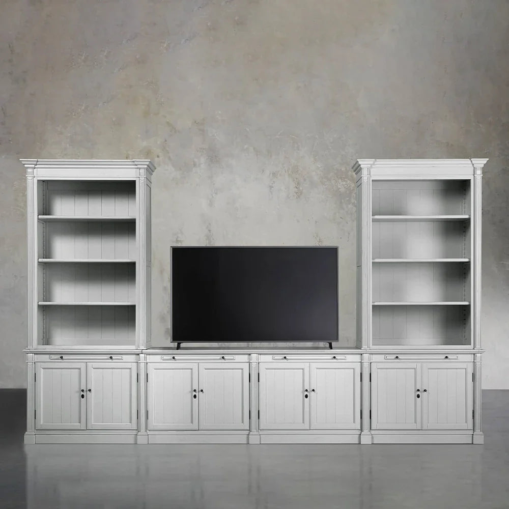 Athens Modular Media Console with Double Bookcases – Housegent