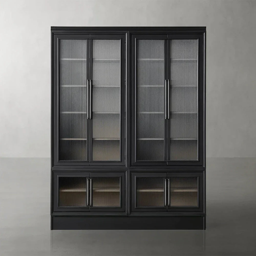 Housegent Rowan Modular Stacked Reeded Glass Plinth Cabinet