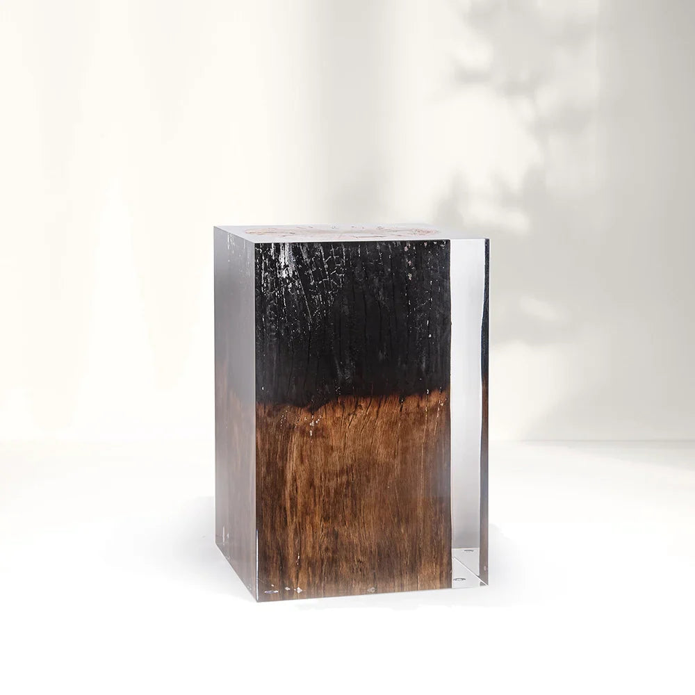 Housegent Half-burned Wood Stump Stool Side Table
